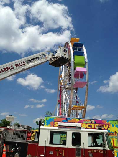 Marble Falls Fire Rescue pulls two from hanging Ferris wheel basket